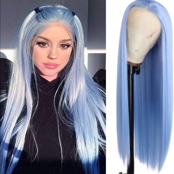 Accessories | 24 Baby Blue Straight Lace Front Wig | Poshmark